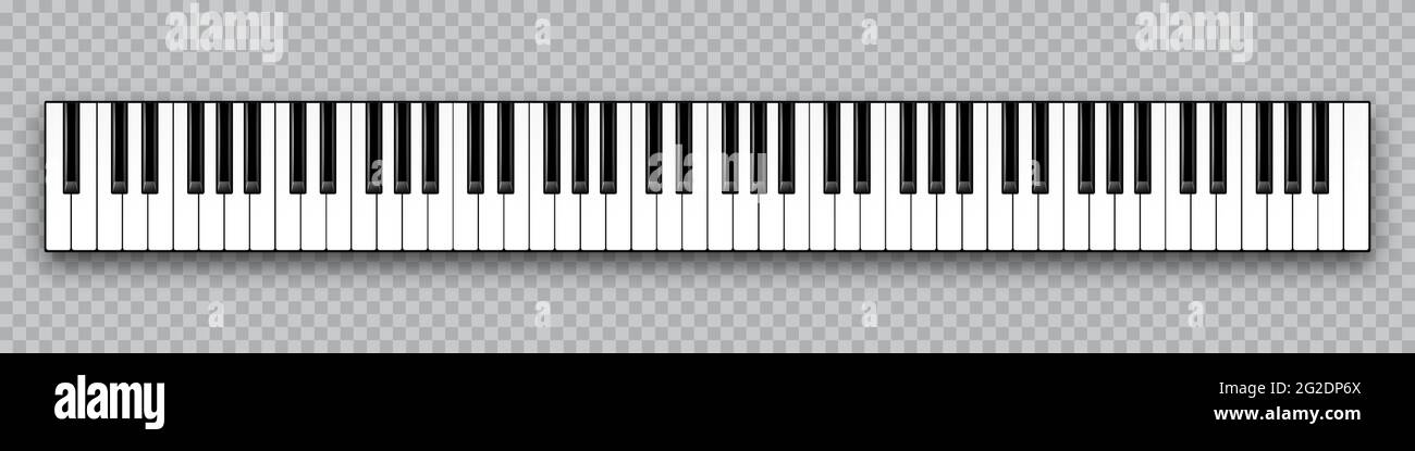Realistic piano key. Musical instrument keyboard on checkered ...