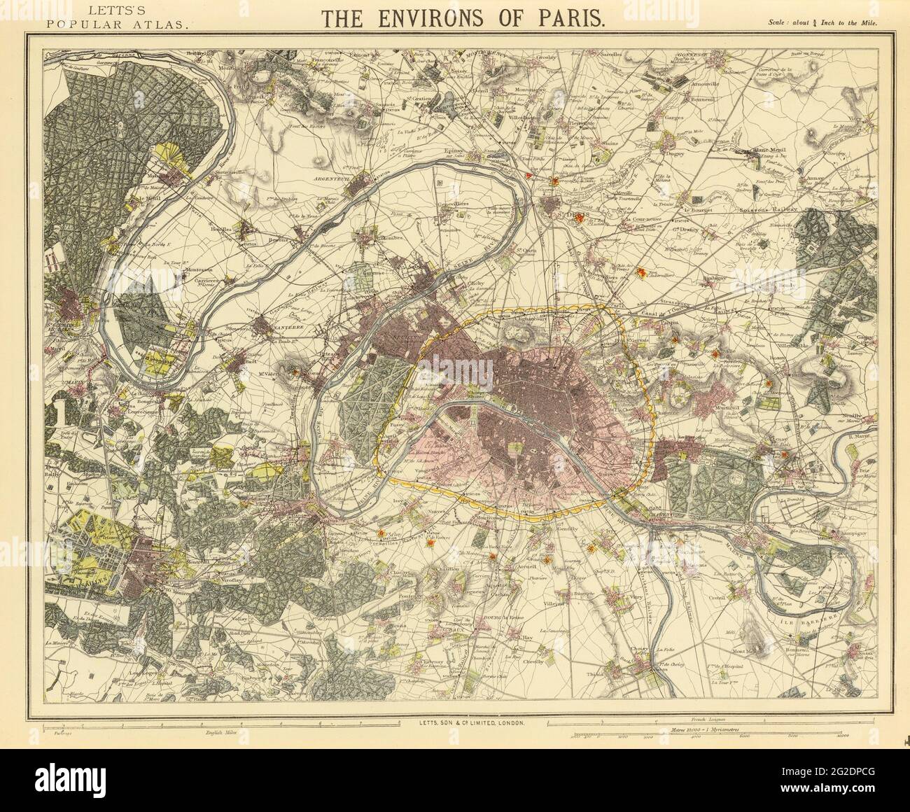 Paris Atlas, Paris Map, Map of Paris, Old Paris Map, Retro Paris Map ...