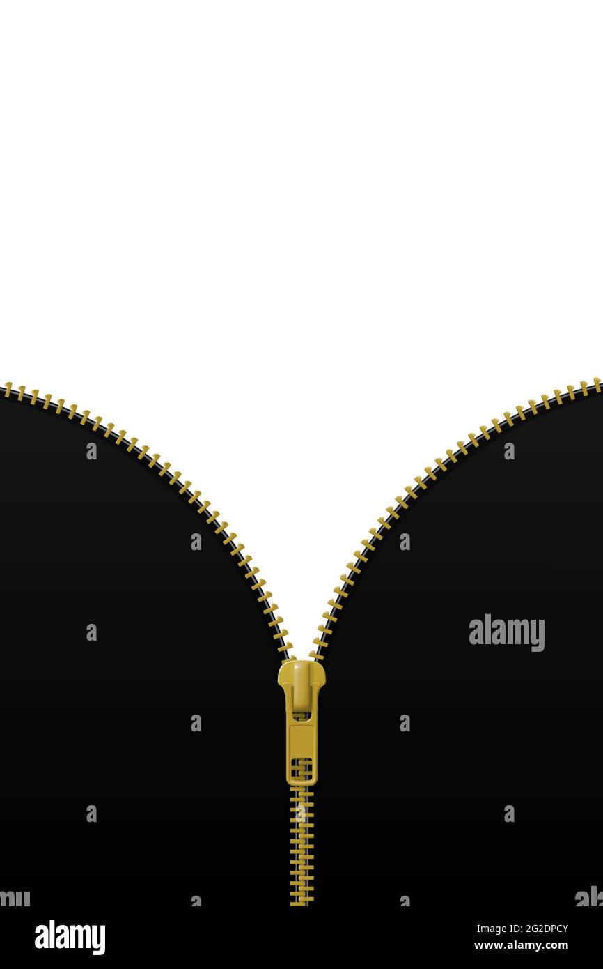 Zipper lock half open on black and white background Stock Vector Image ...