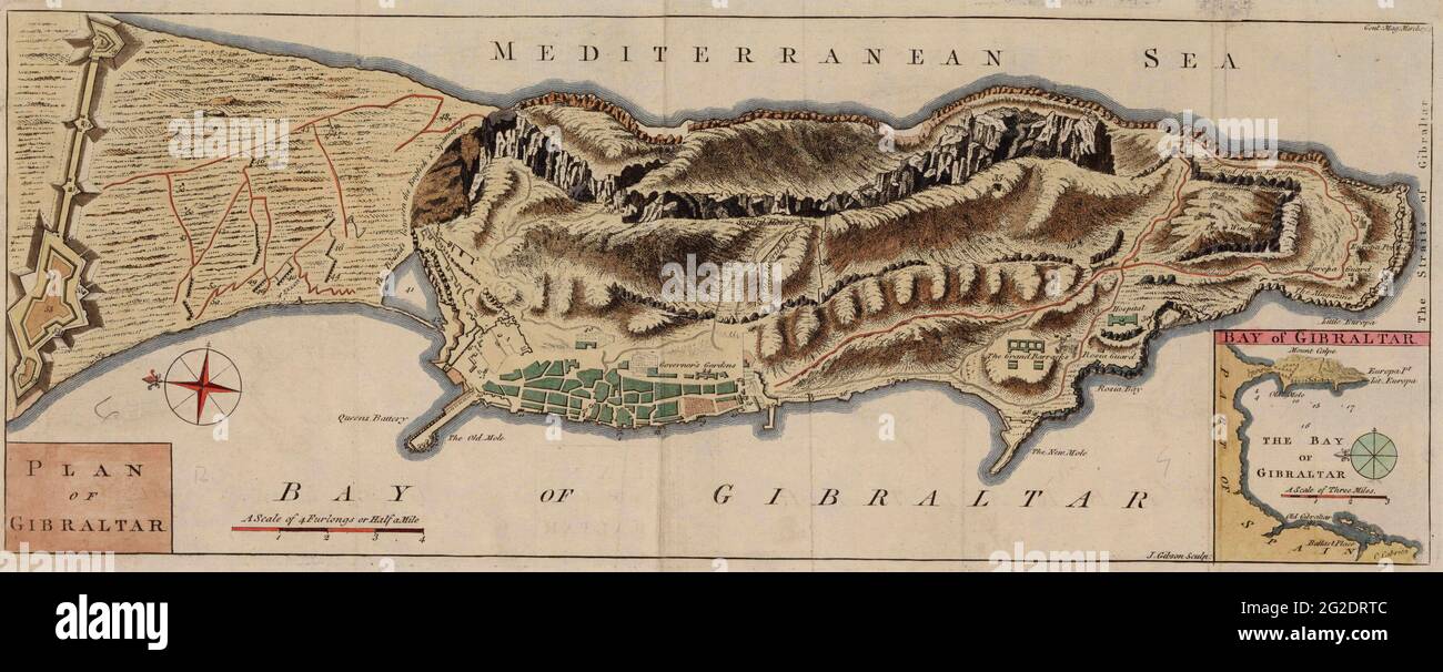 Gibraltar Map, Map of Gibraltar, Gibraltar Map Print, Gibraltar Maps ...