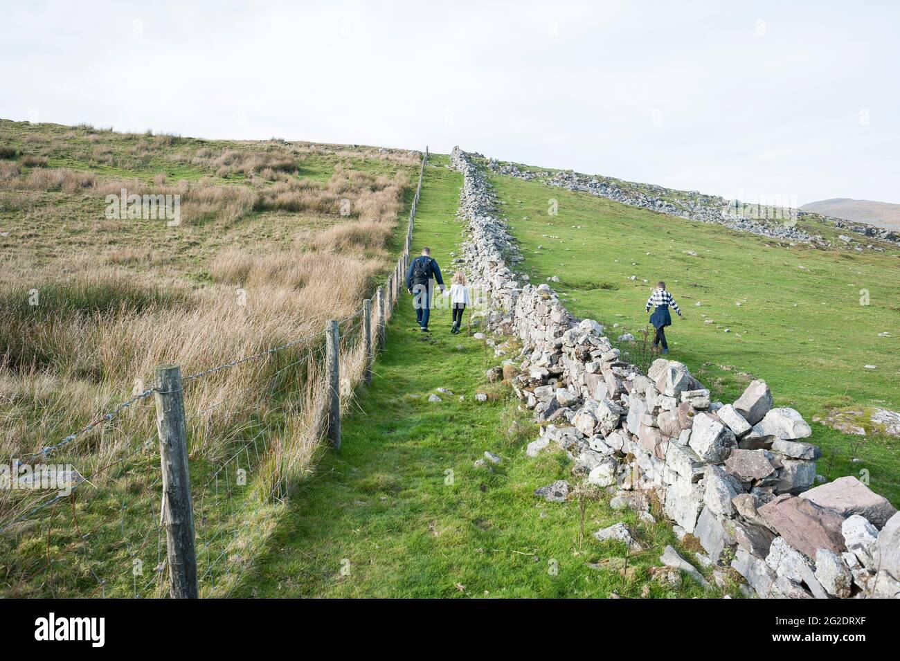 A family spends time exploring the countryside on a health walk in the ...
