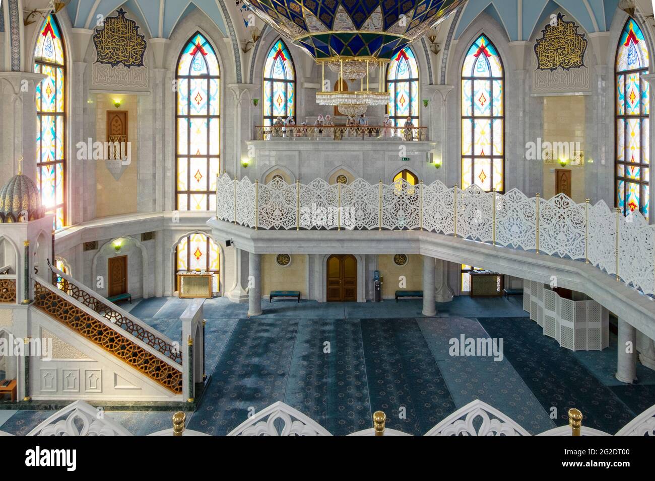 View of the prayer hall for believers of the Kul Sharif cathedral ...