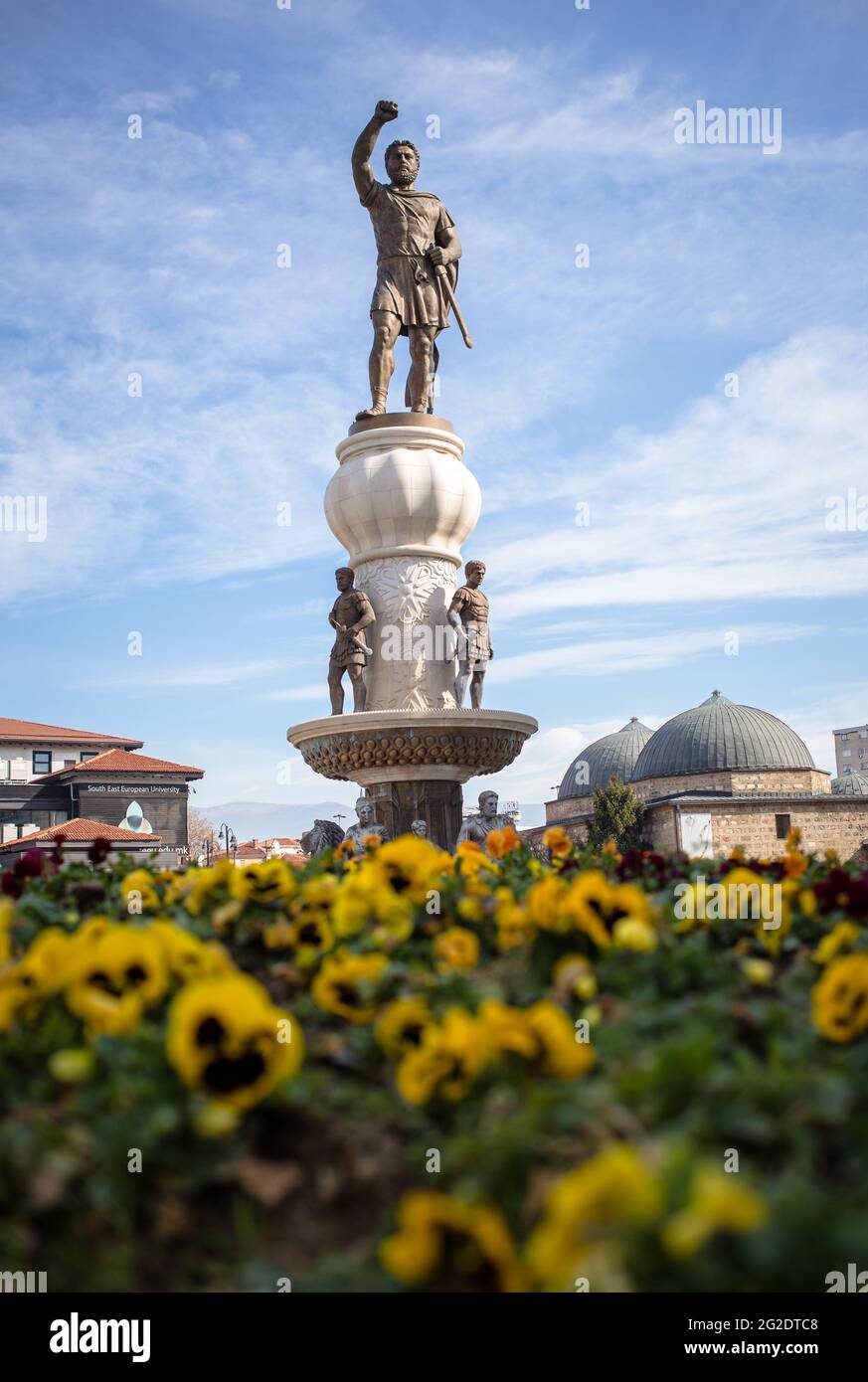 North Macedonia, Skopje, May 2020, the Aleksandar the Great statue in ...