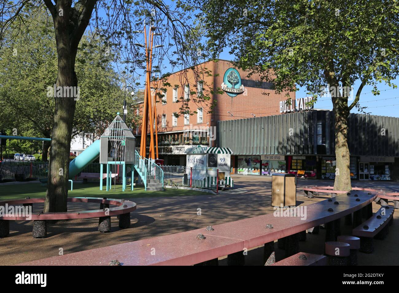 Playground, shops and Litten Tree pub, Bull Yard, Coventry, West ...