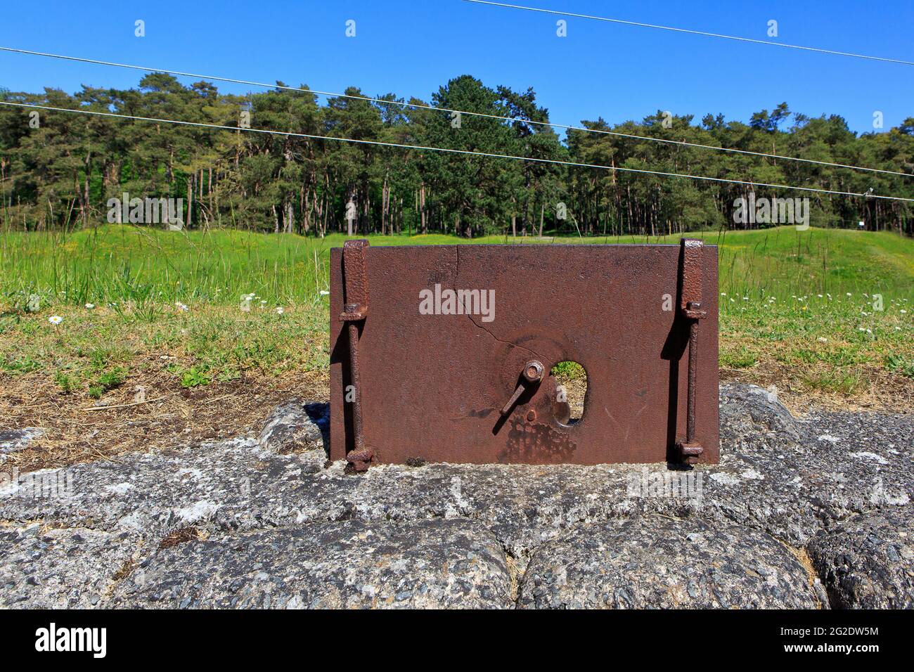 WWI protective metal plate with gun slit at the Canadian National Vimy ...