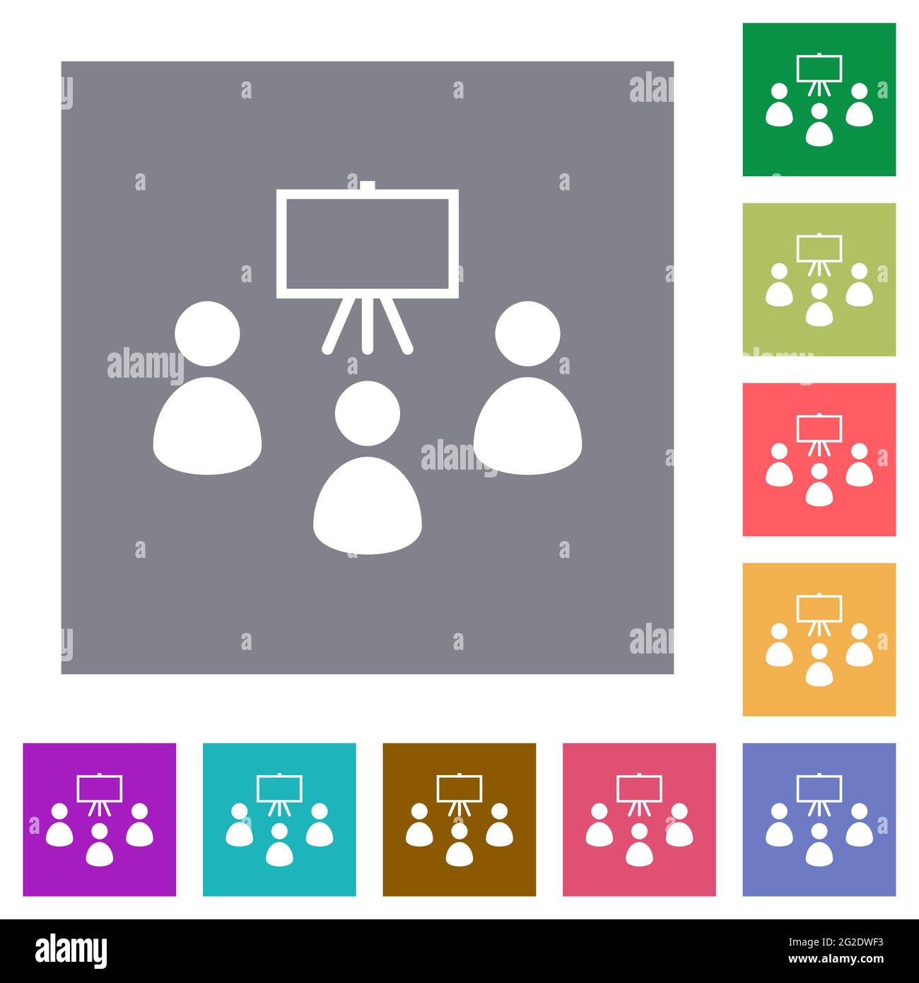 Classroom flat icons on simple color square backgrounds Stock Vector ...
