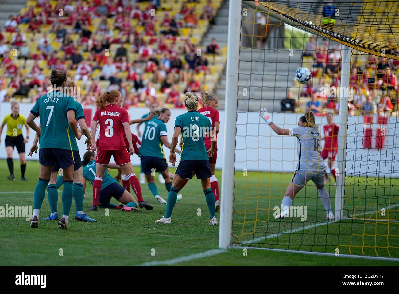 Horsens Stadium, Horsens, Denmark. 10th June, 2021. Denmark's Rikke LÃ ...
