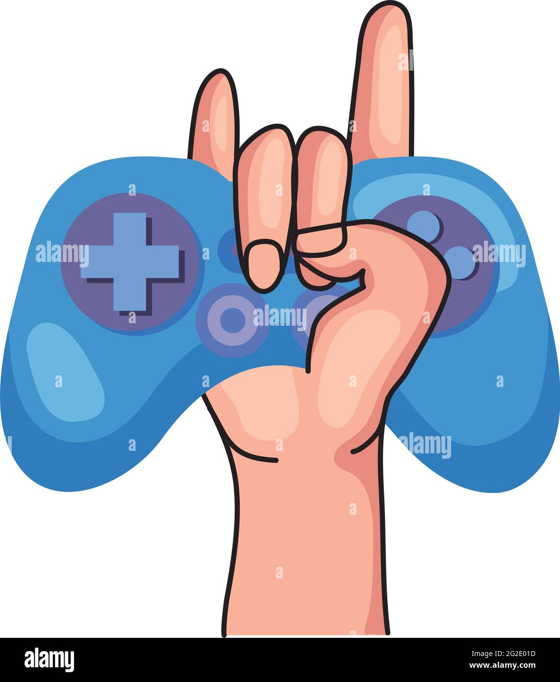 hand holding blue videogame control Stock Vector Image & Art - Alamy