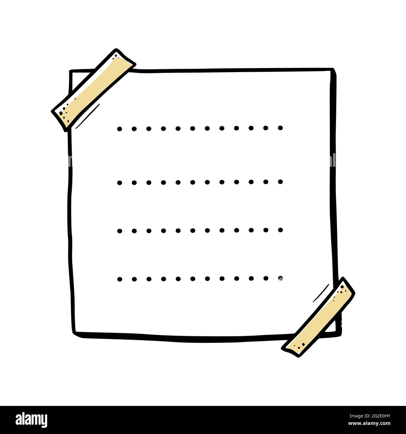 Hand drawn paper memo sticky. Doodle sketch style. Reminder paper ...