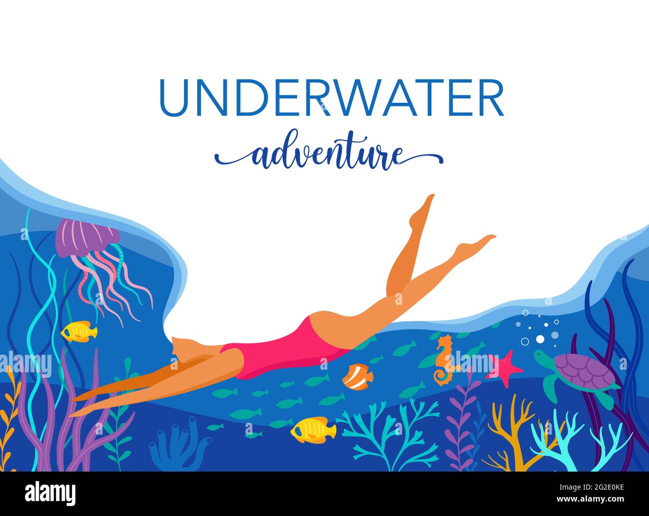 Woman diving with wild marine animals in ocean. Sea world, cute ...