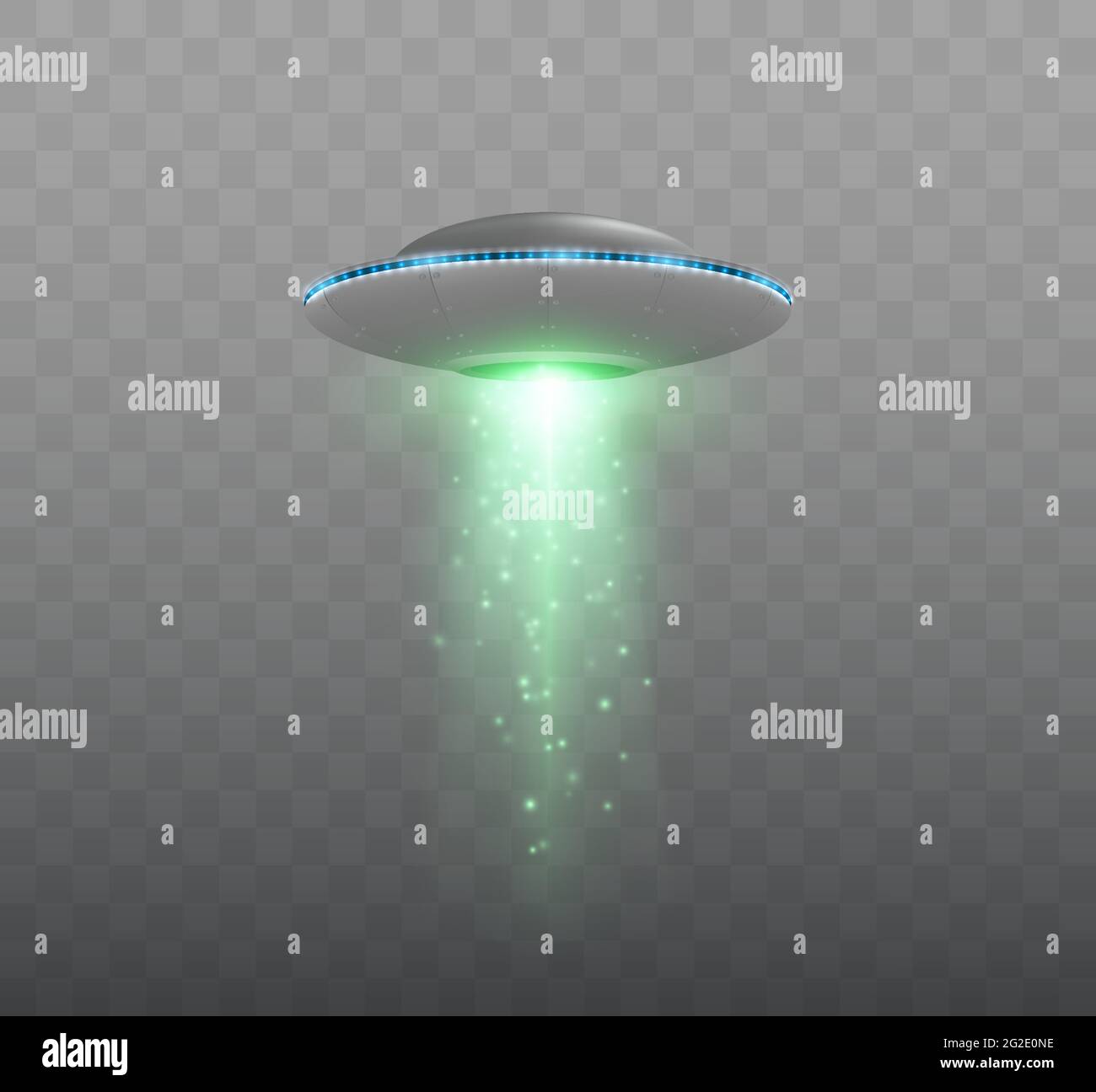 UFO spaceship with light beam isolated on transparent background ...