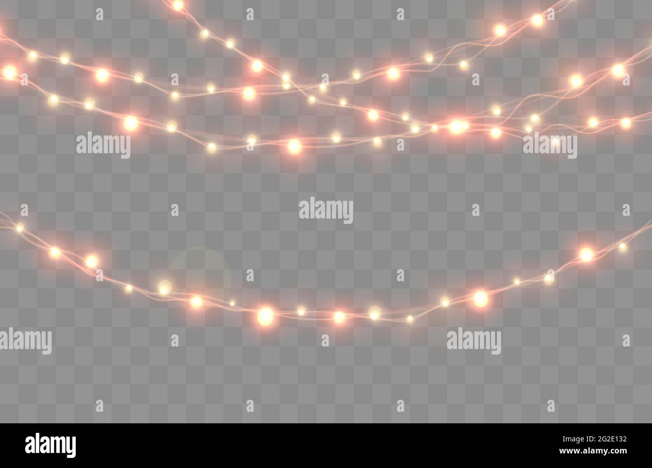 Clear String Lights No Background 3d Beautiful Blinking Lights. Party,