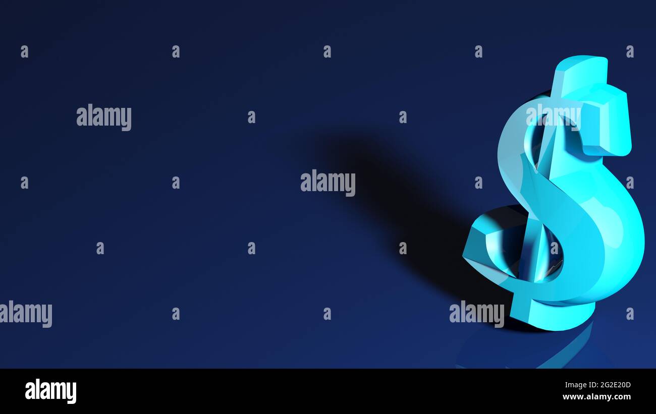 Blue dollar sign over blue background - 3D rendering illustration Stock ...