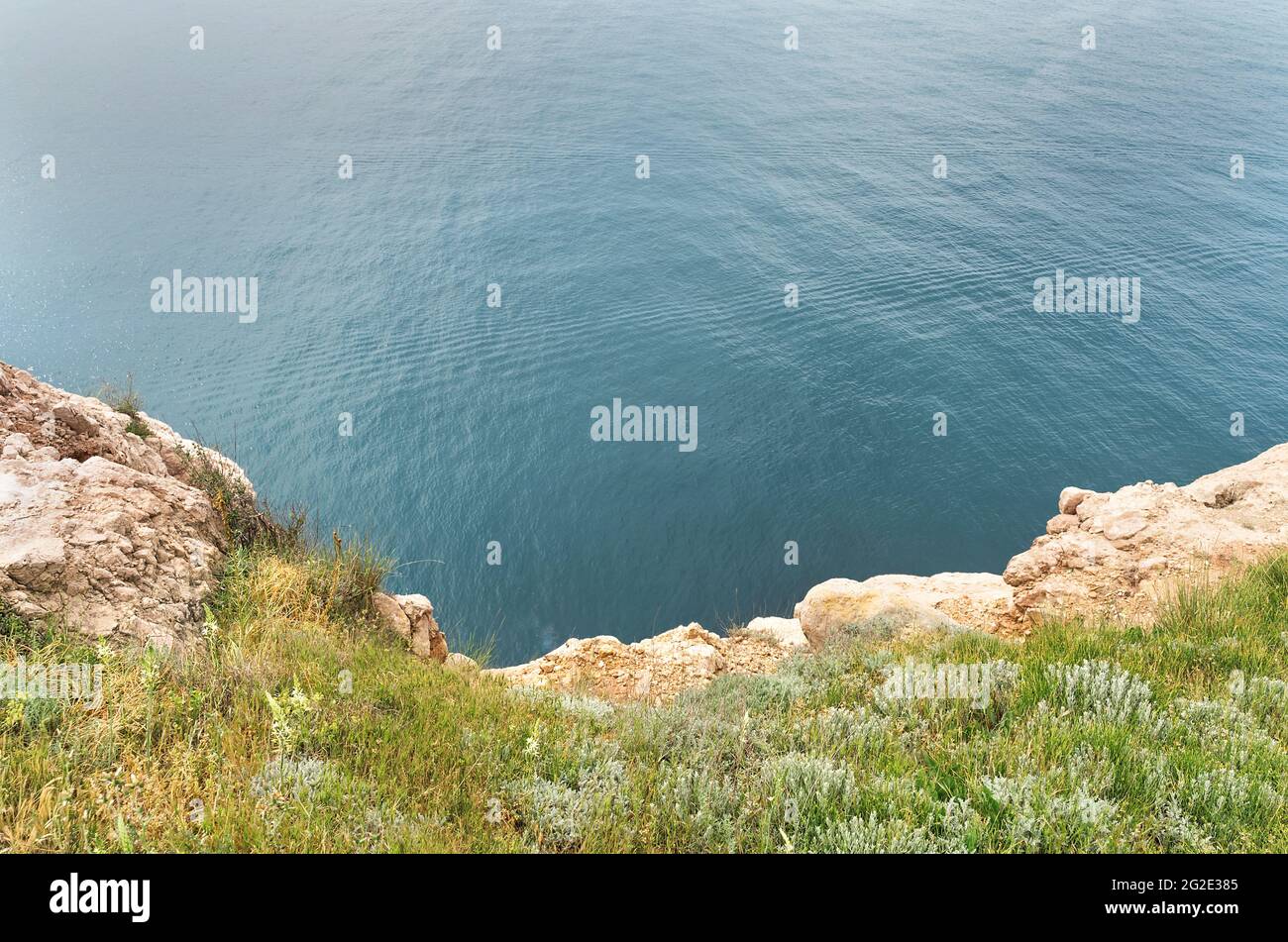 Beautiful seascape from high cliff on sunny day. Great design for any ...