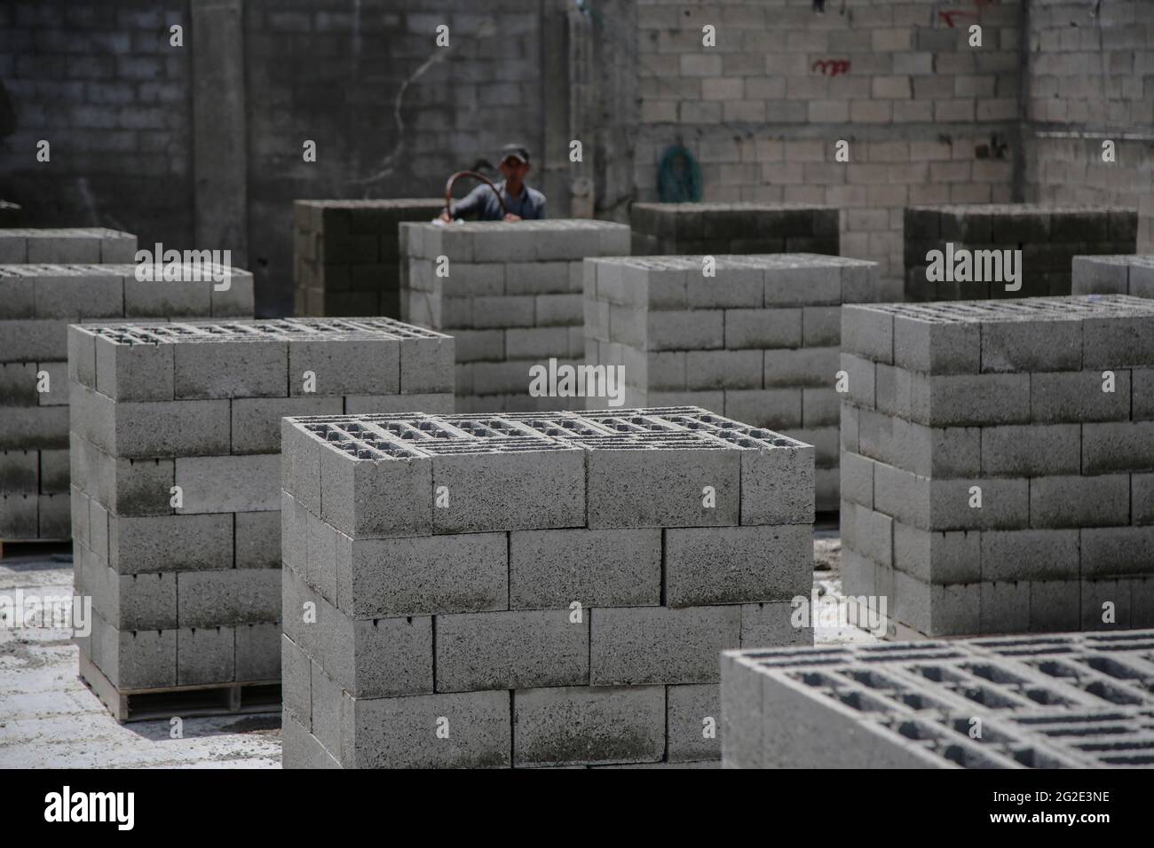 Gaza, Palestine. 10th June, 2021. Palestinian man working in a factory ...