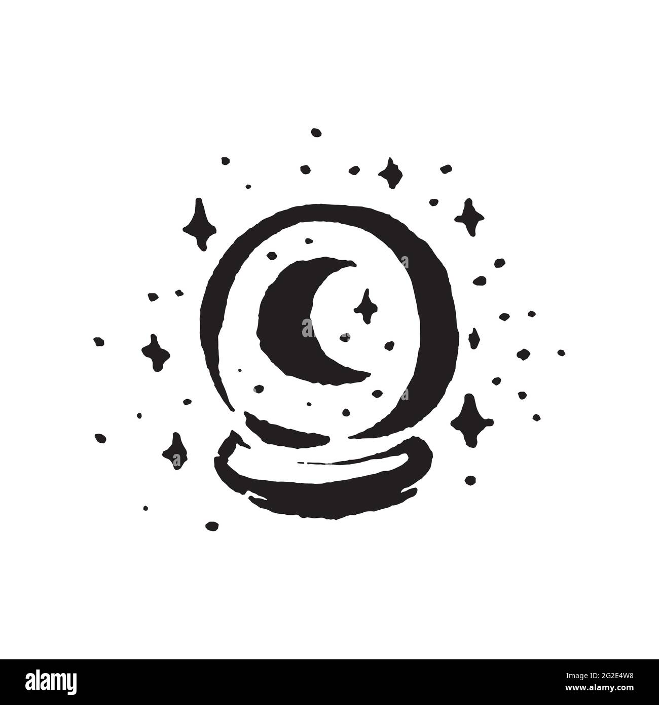 Occult mystic witch crystal ball for witchcraft hand drawn icon ...