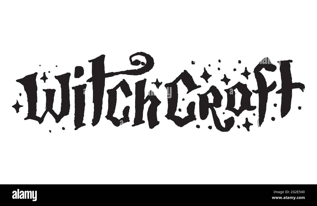 Mysticism witchcraft occult hand drawn lettering illustration Stock ...