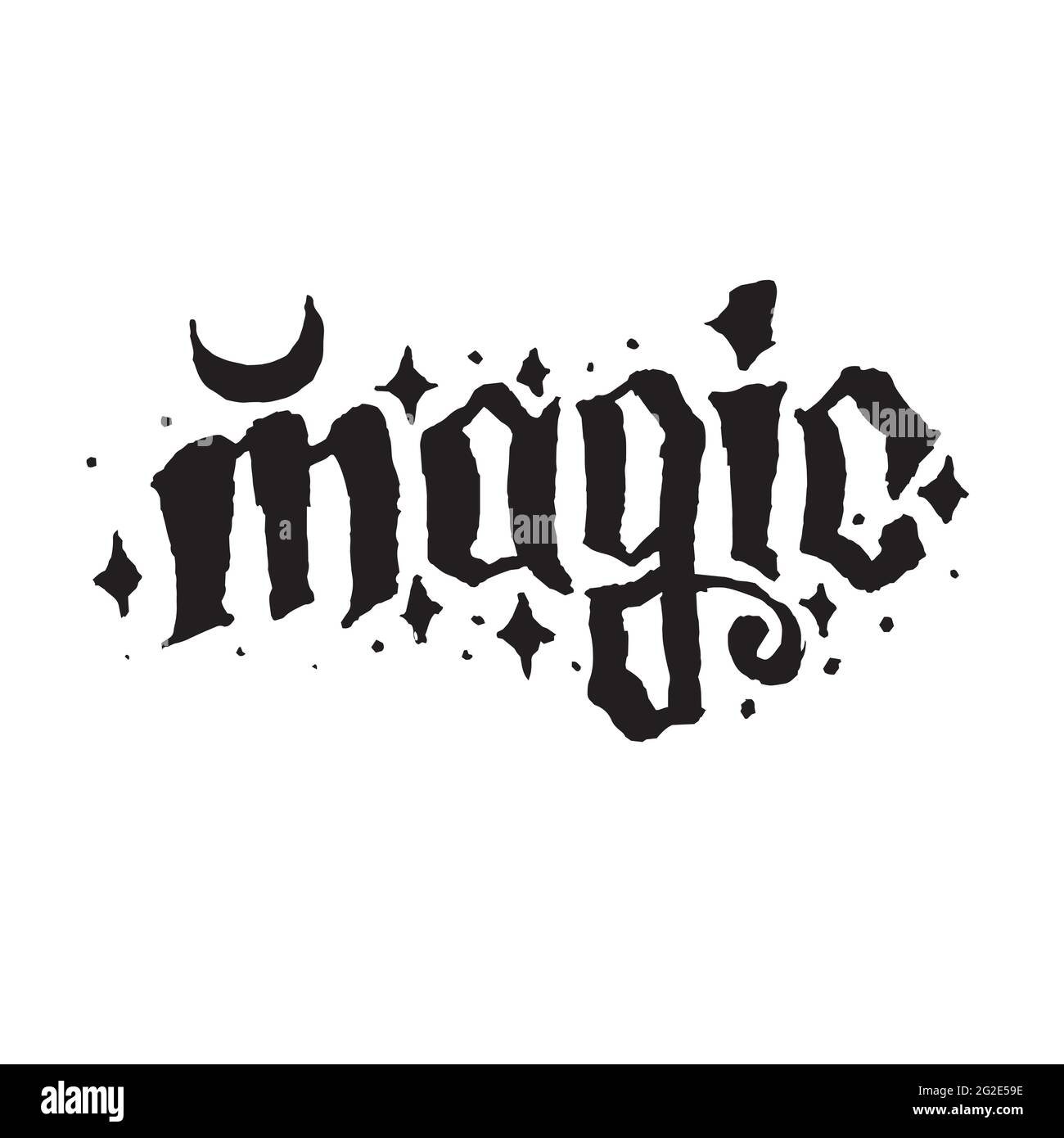Mysticism witchcraft occult hand drawn lettering illustration Stock ...
