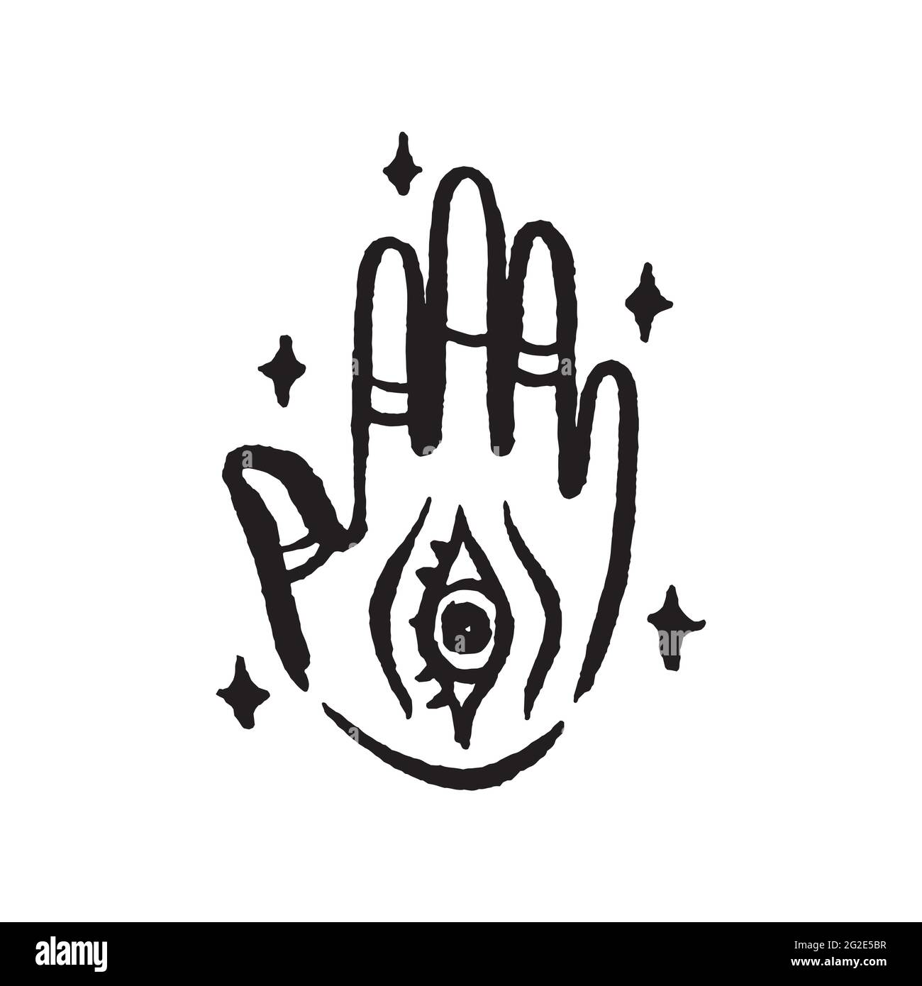 Mysticism witchcraft occult hand palmistry drawn icon illustration set ...