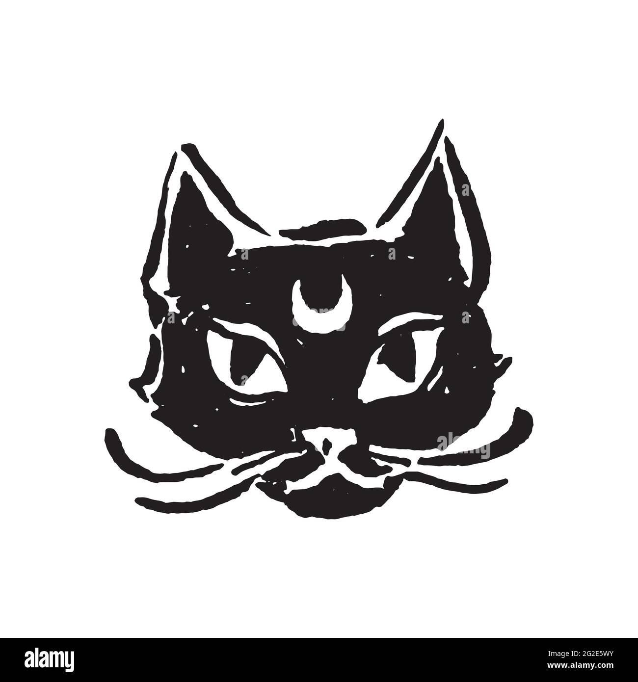 Occult mystic witch moon cat hand drawn icon illustration Stock Vector ...