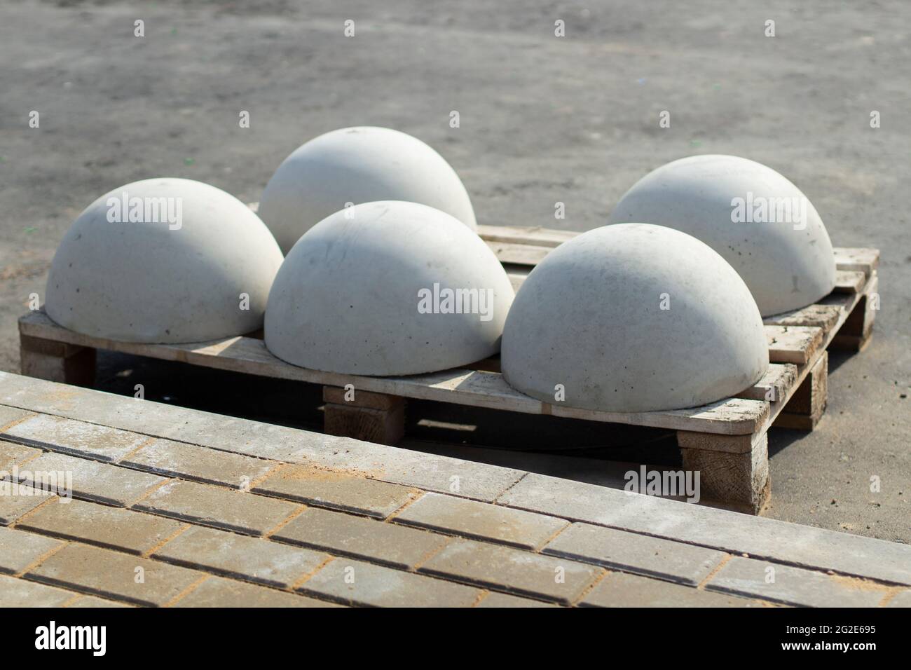Blocks of movement of cars in the pedestrian zone. The concrete blocks ...