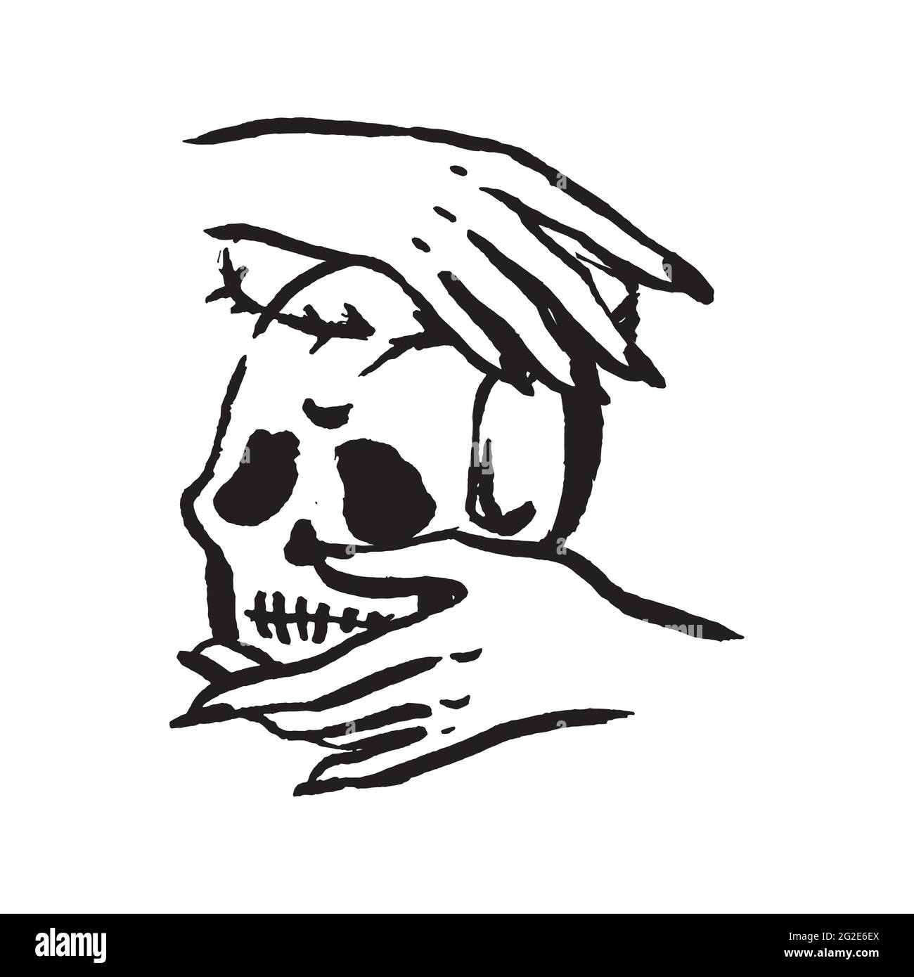 Mysticism witchcraft occult skull hand drawn illustration set Stock ...