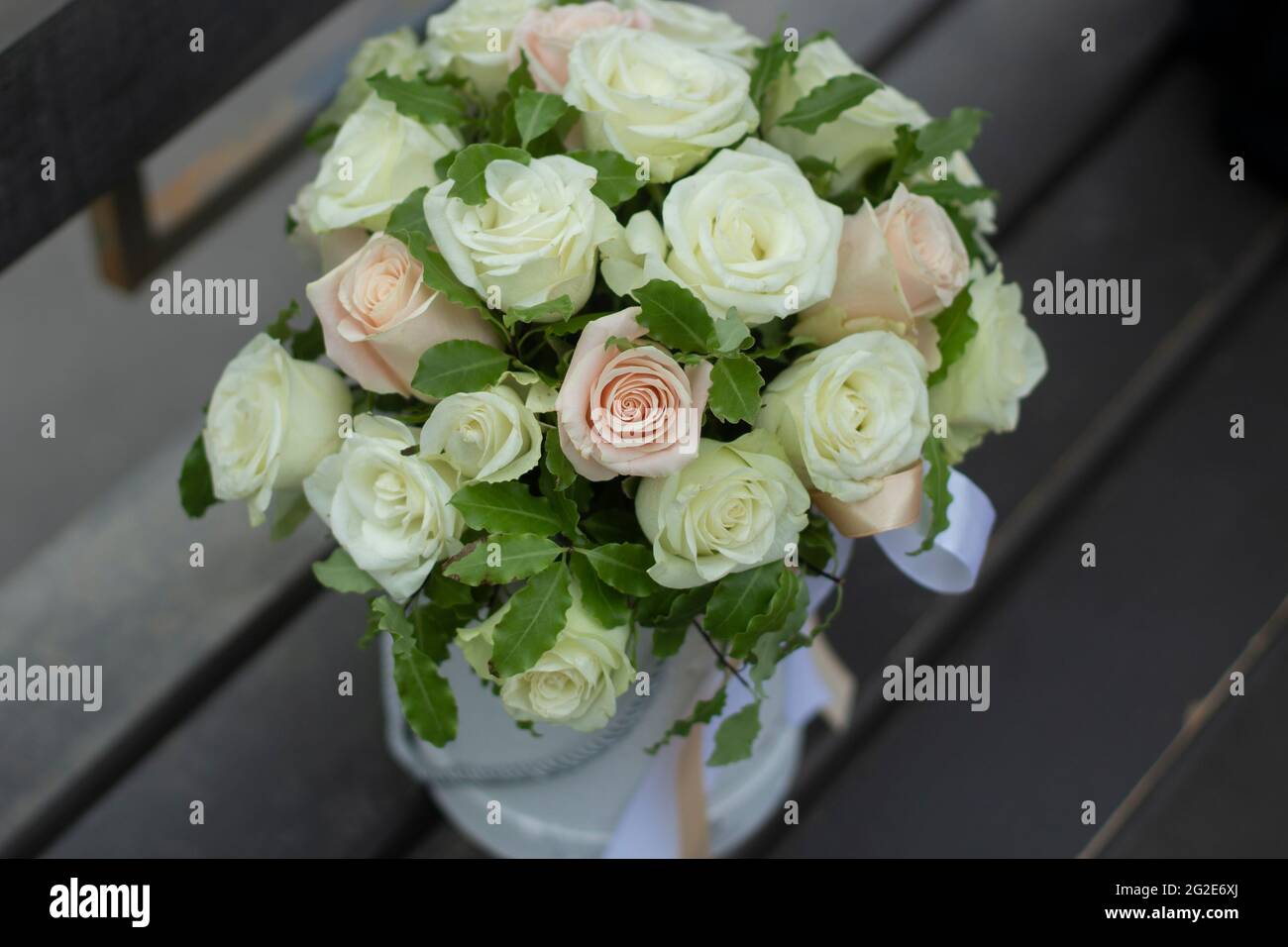 Bouquet of white roses. Wedding bouquet of roses. Flowers are ...