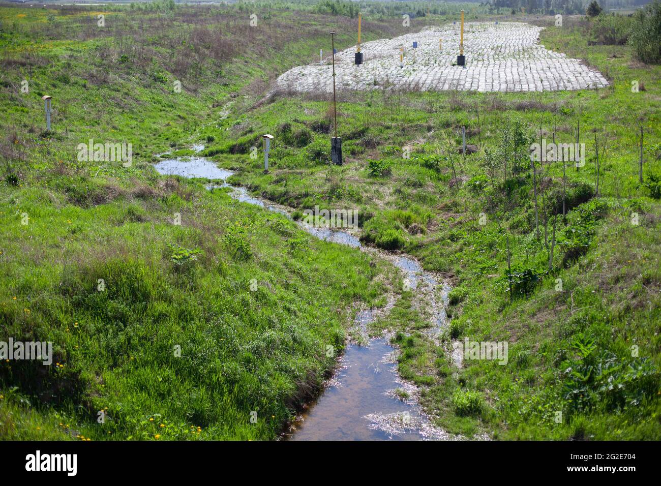 Water drain. Slope to drain water from the road. Hydrocommunications ...