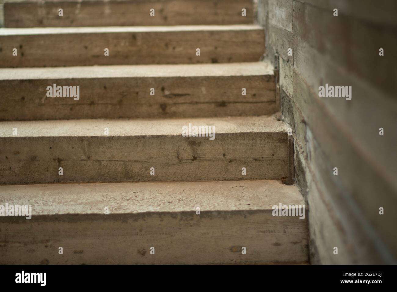 Raw staircase. Residential building staircase element. Steps without ...
