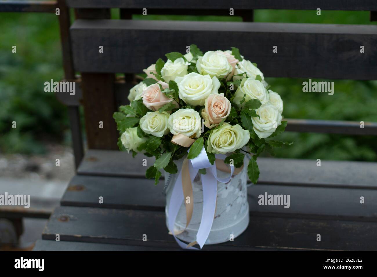 Bouquet of white roses. Wedding bouquet of roses. Flowers are ...