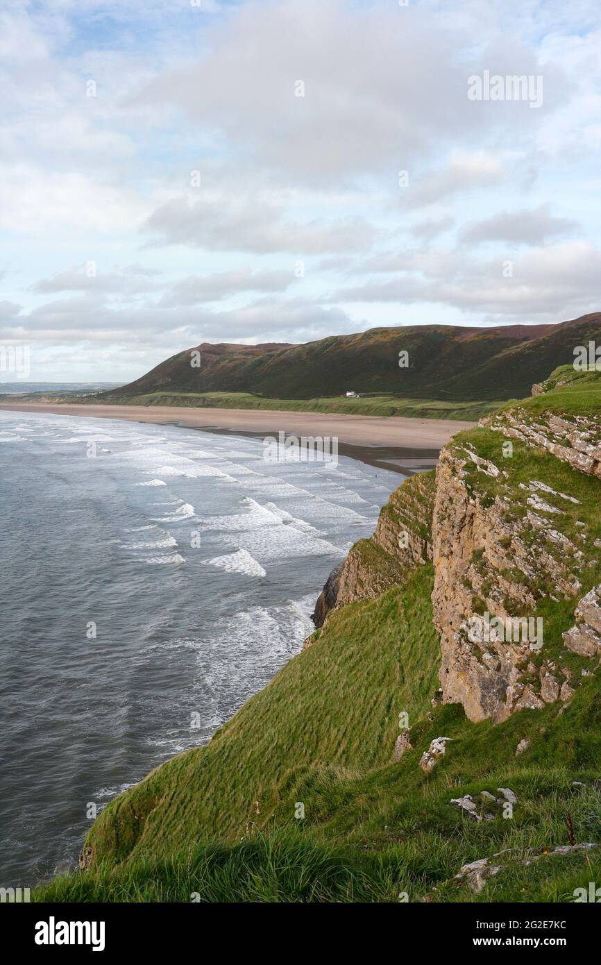 Rhossili Beach on the Gower peninsula Wales UK. Third best beach in ...