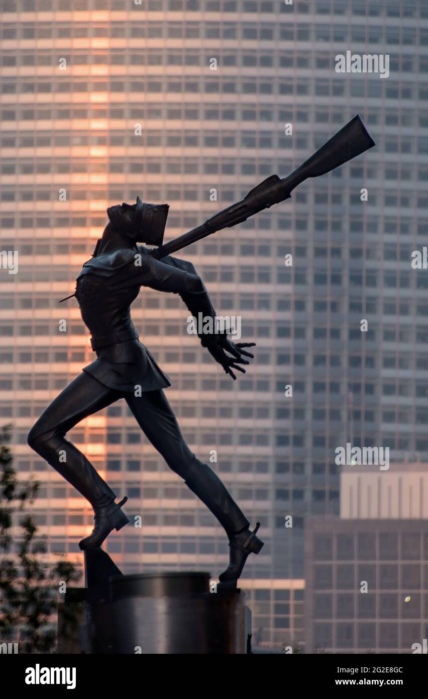 The Katyn Memorial photographed against the WTC buildings. Jersey City ...