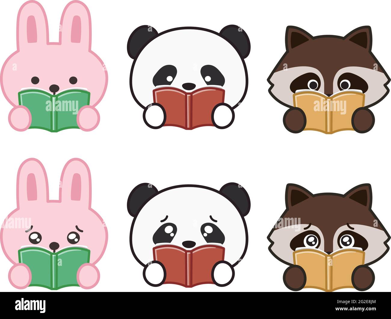 Set of animals impressed by books. Vector illustration isolated on ...
