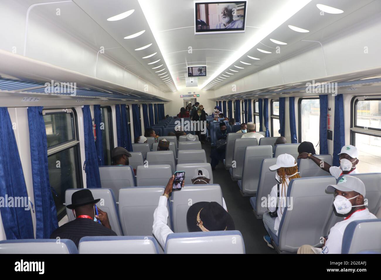 Lagos. 10th June, 2021. People try out a train trip following a ...