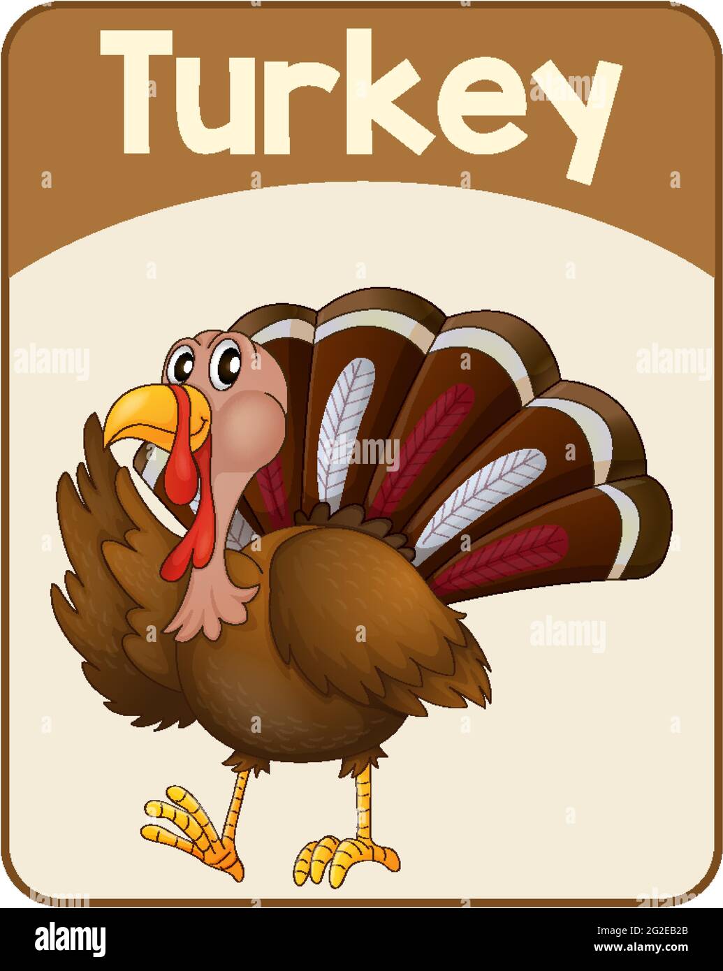 Educational English word card of turkey illustration Stock Vector Image ...
