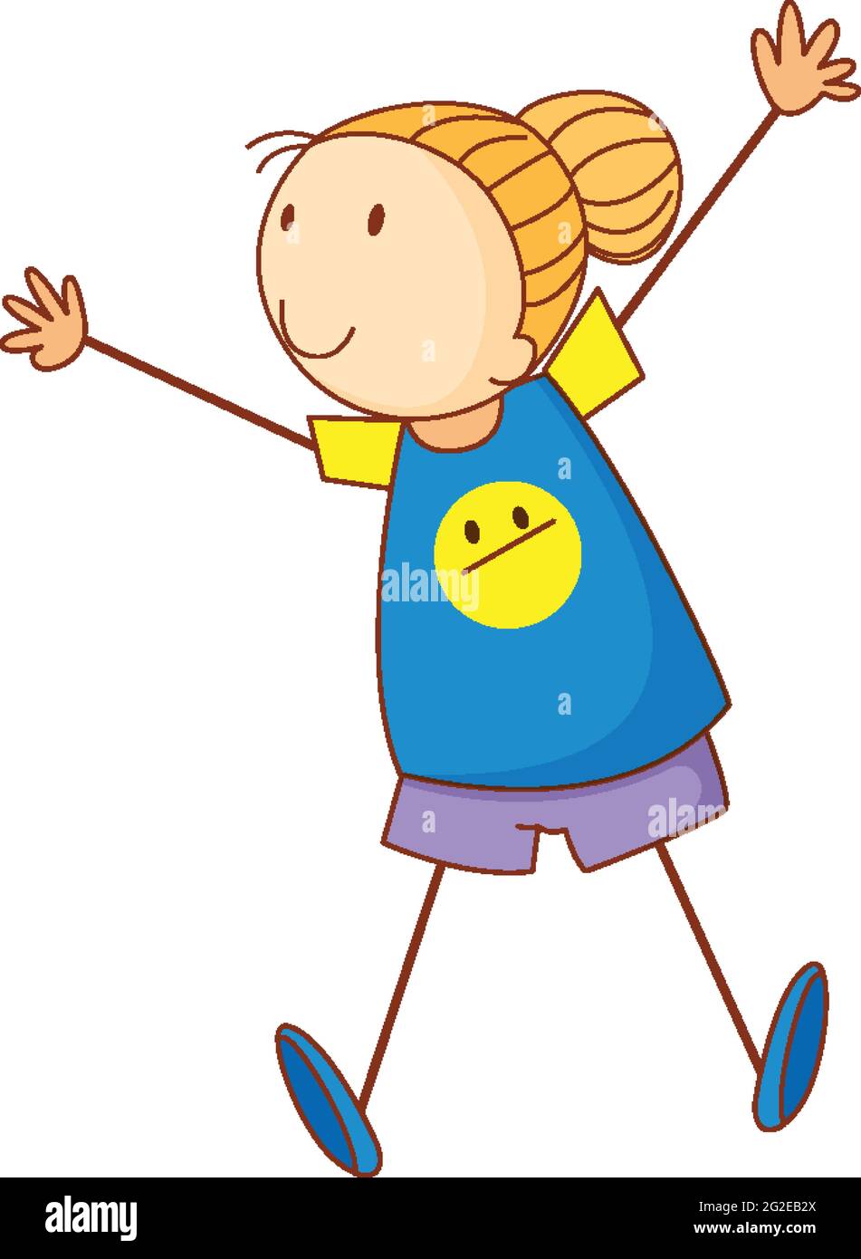 Cute girl cartoon character in hand drawn doodle style isolated ...