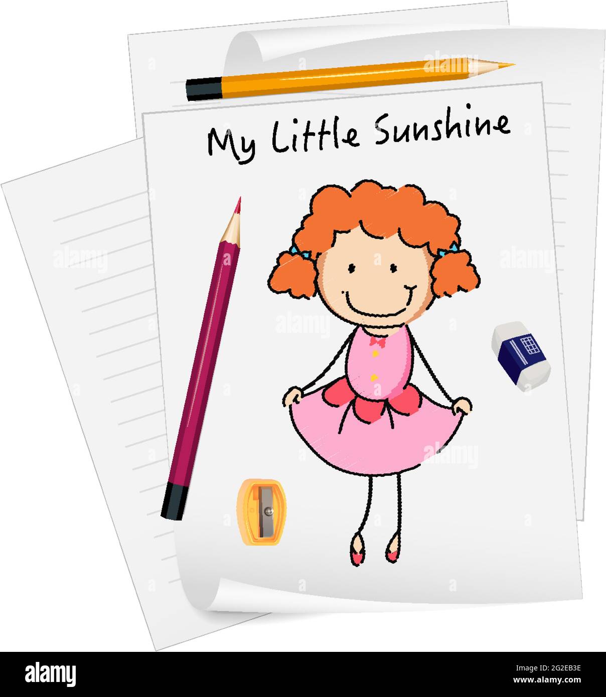 Sketch little kids cartoon character on paper isolated illustration ...