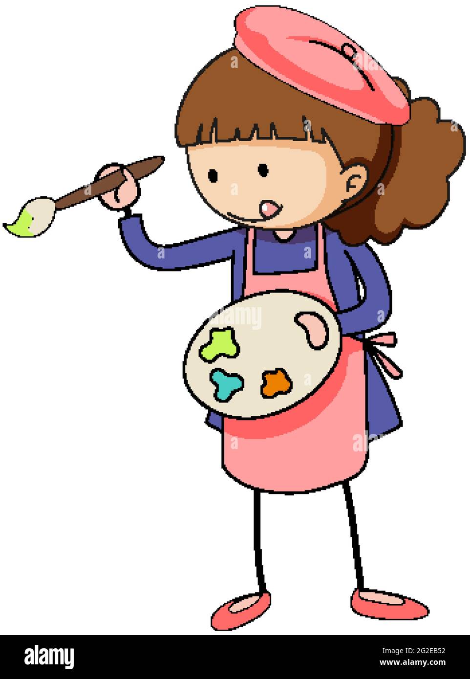 Little artist holding colour palette cartoon character isolated ...