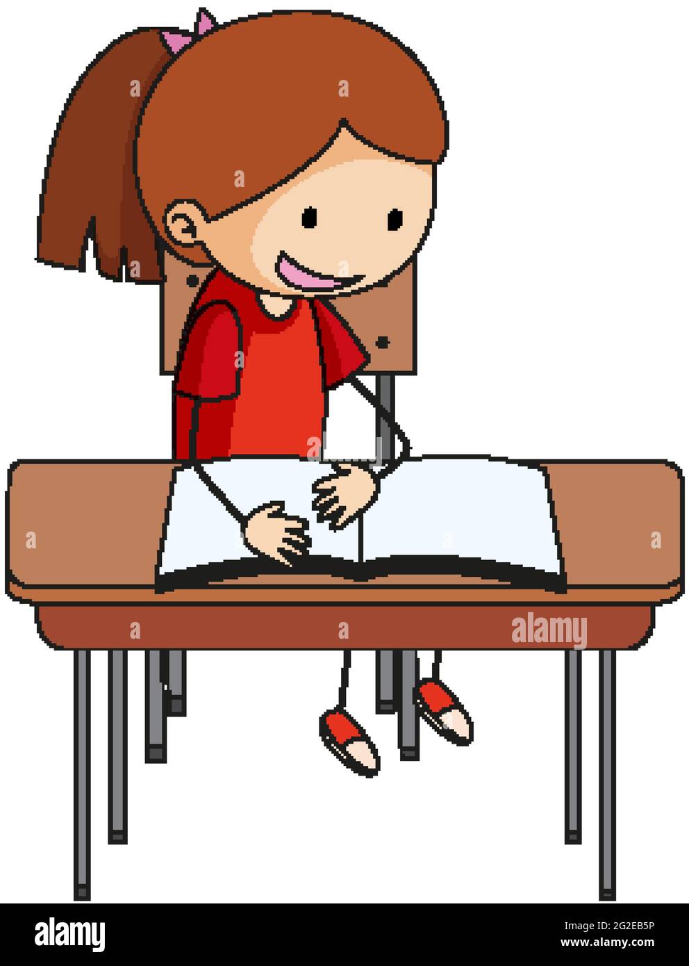 A doodle kid doing homework cartoon character isolated illustration ...