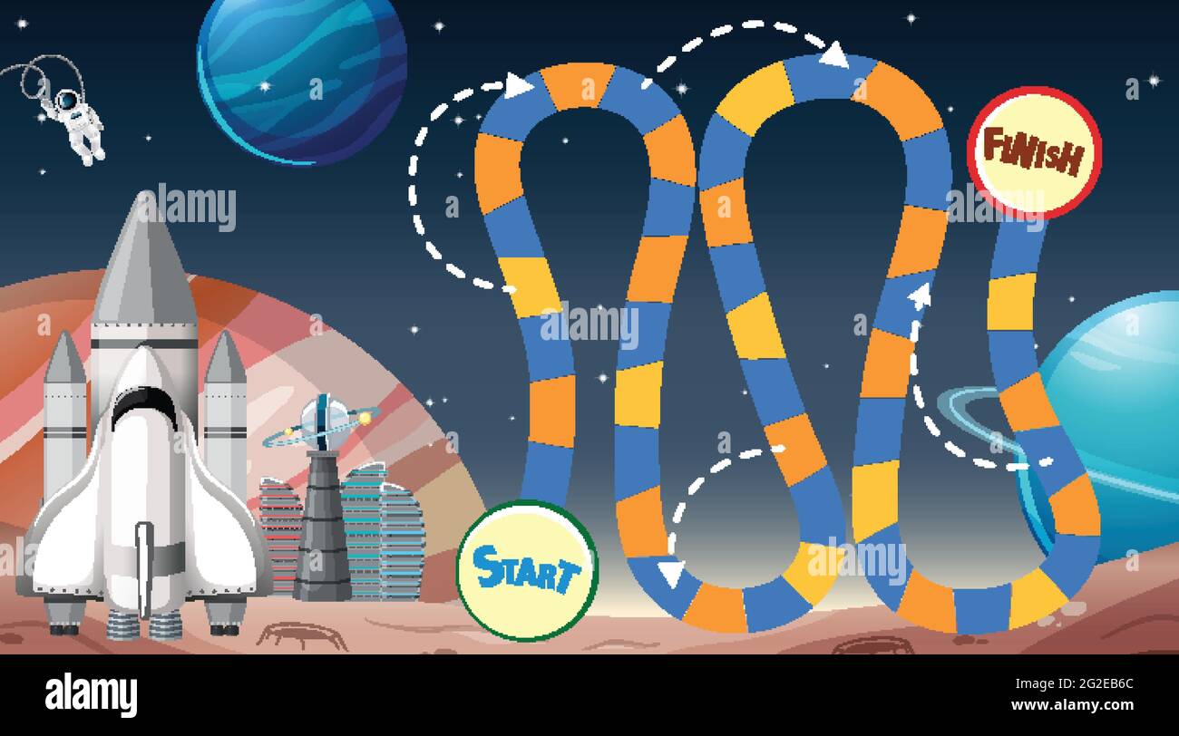 Board game template with space theme illustration Stock Vector Image ...