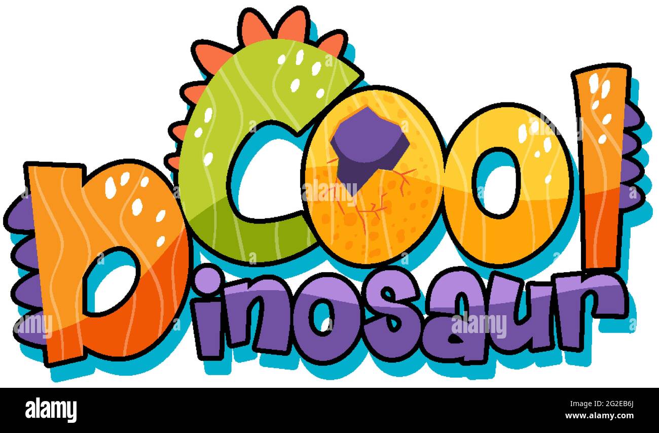 Dinosaur theme with Cool Dinosaur Font Banner on white background ...
