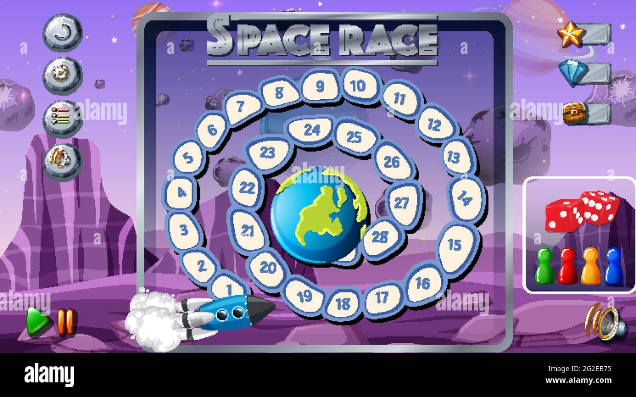 Board game template with space theme illustration Stock Vector Image ...