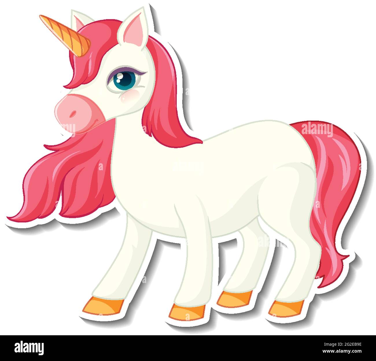 Cute unicorn stickers with a pink unicorn cartoon character ...