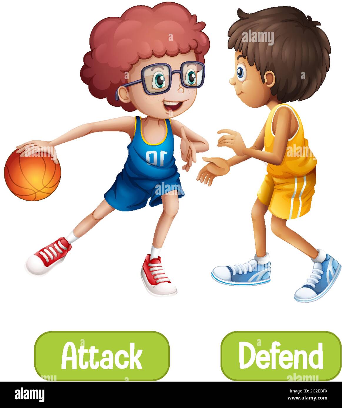 Opposite words with attack and defend illustration Stock Vector Image ...