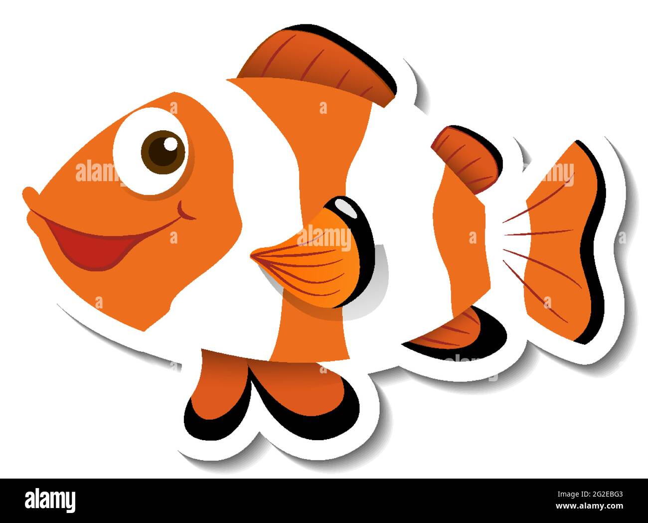 Sticker template with Ocellaris clownfish cartoon character isolated ...