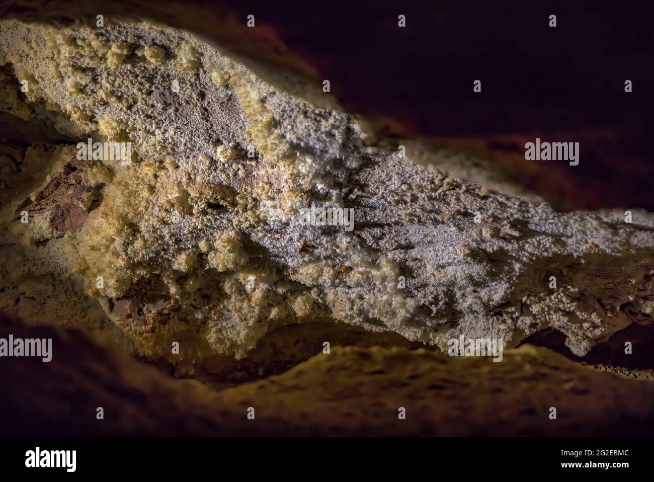 Frostwork and cave popcorn formations in Wind Cave, Wind Cave National ...