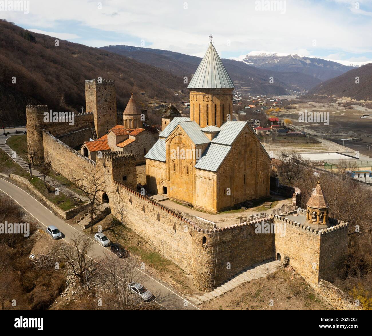 Drone view of the ancient Ananuri Castle Stock Photo - Alamy