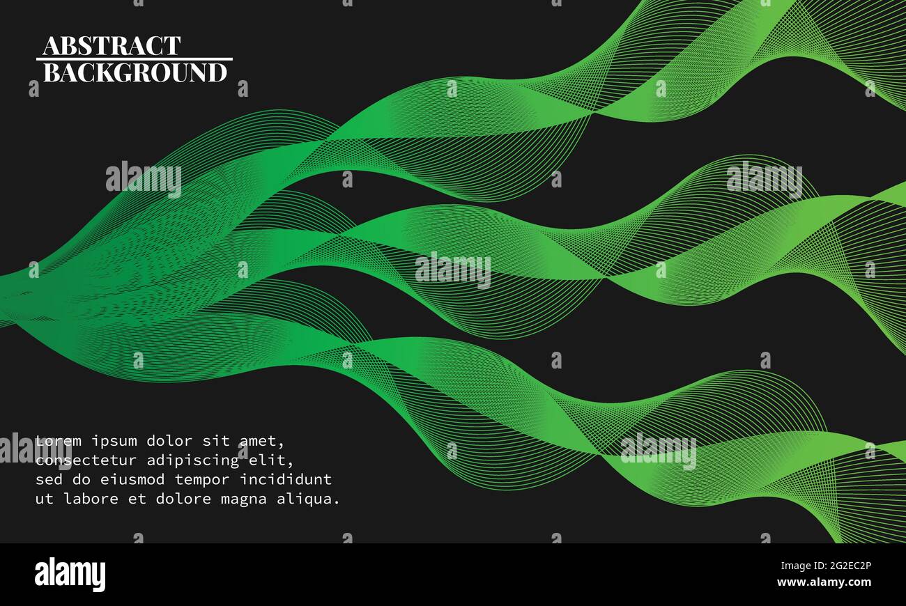Modern abstract background with wavy lines in green gradations. Wave ...