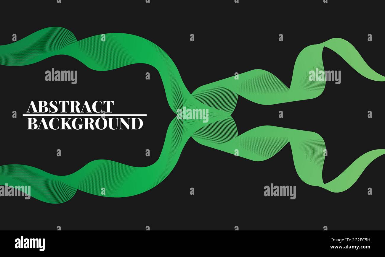 Modern abstract background with wavy lines in green gradations. Wave ...