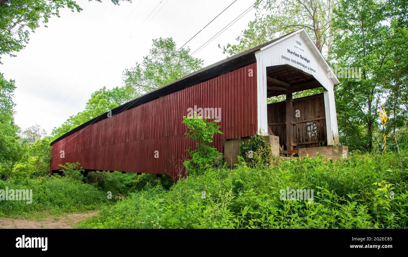 The Nevins Covered Bridge is a single span Burr Arch Truss covered ...